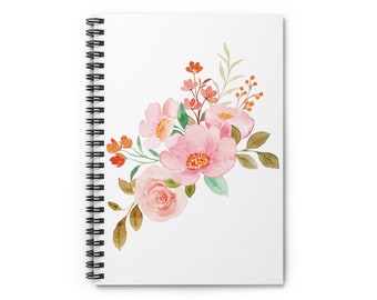 Floral Spiral Notebook, Flower Pattern Journal, Ruled Line Notebook - Etsy