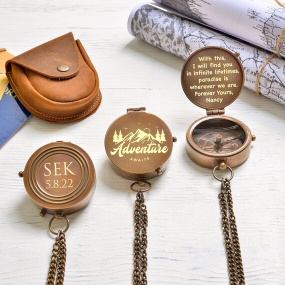 Adventure Awaits Personalized Brass Engraved Compass Gift - Etsy