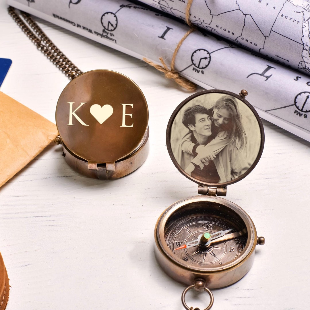 Personalized Compass Wedding Photo Engraved Gift,anniversary Gifts for ...