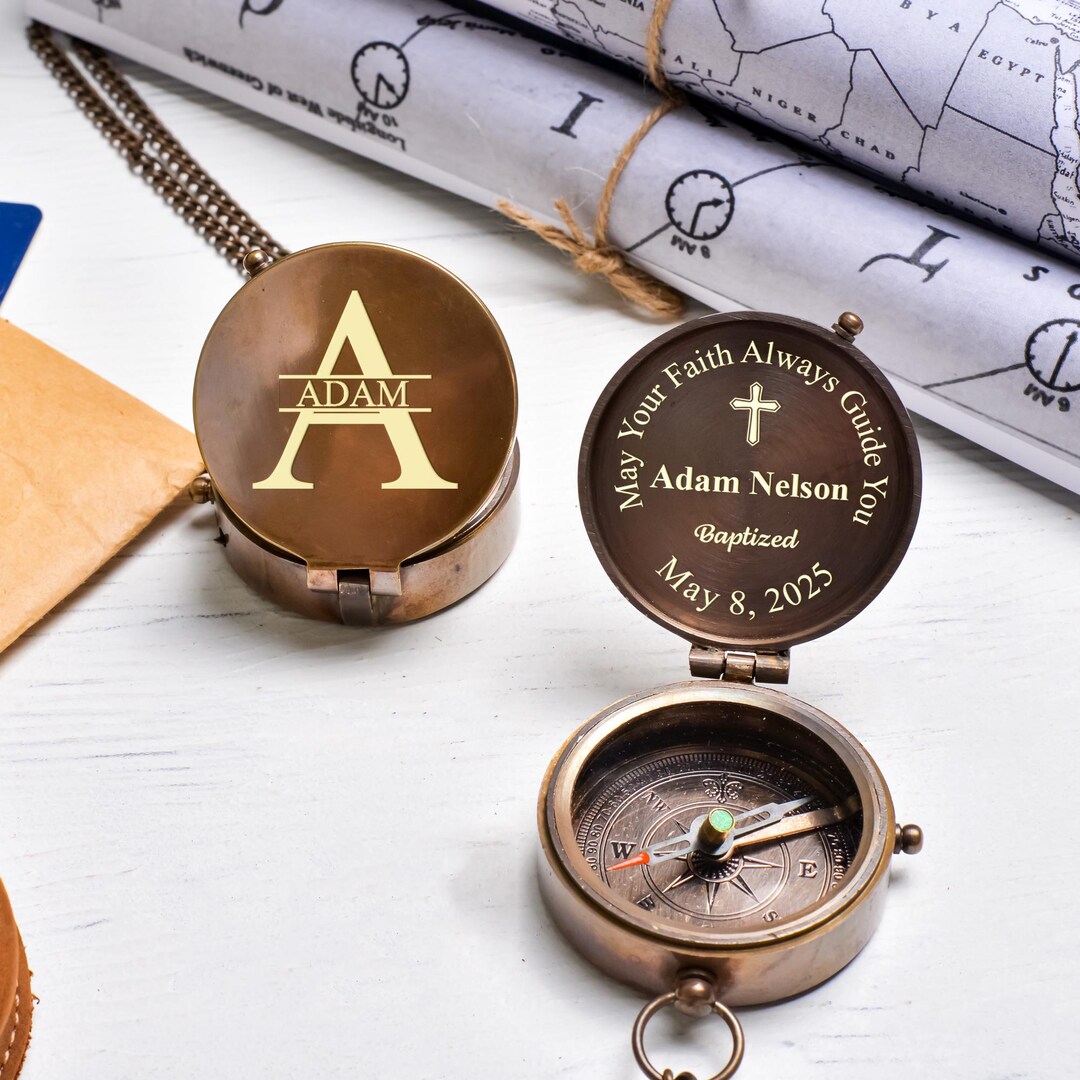 Personalized Brass Compass: Baptism, First Communion Gift - Etsy