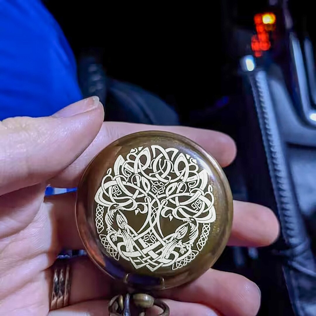 Tree of Life and Ravens Engraved Compass, Nordic Compass Gift for ...