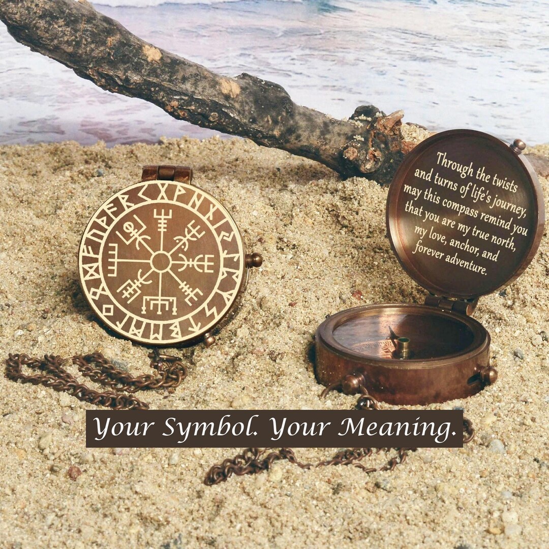 Symbolic Engraved Compass – Custom Spiritual Symbols Working Brass ...