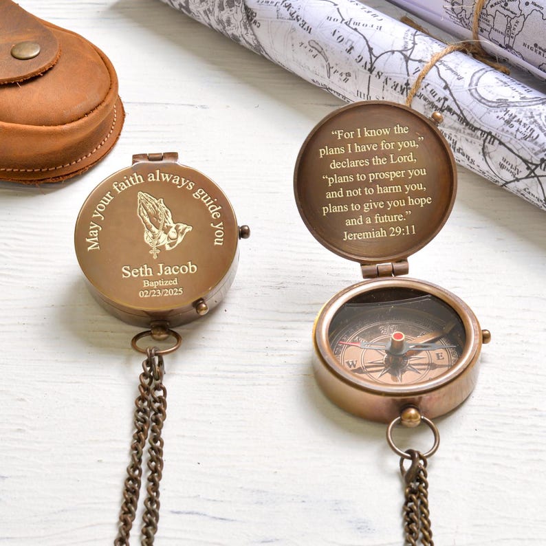 Father to Child Compass Gift – Custom Engraved Working Brass Compass ...