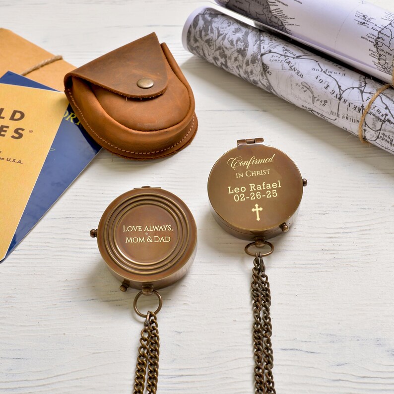 Engraved Brass Compass: First Communion, Baptism, Confirmation Gift - Etsy