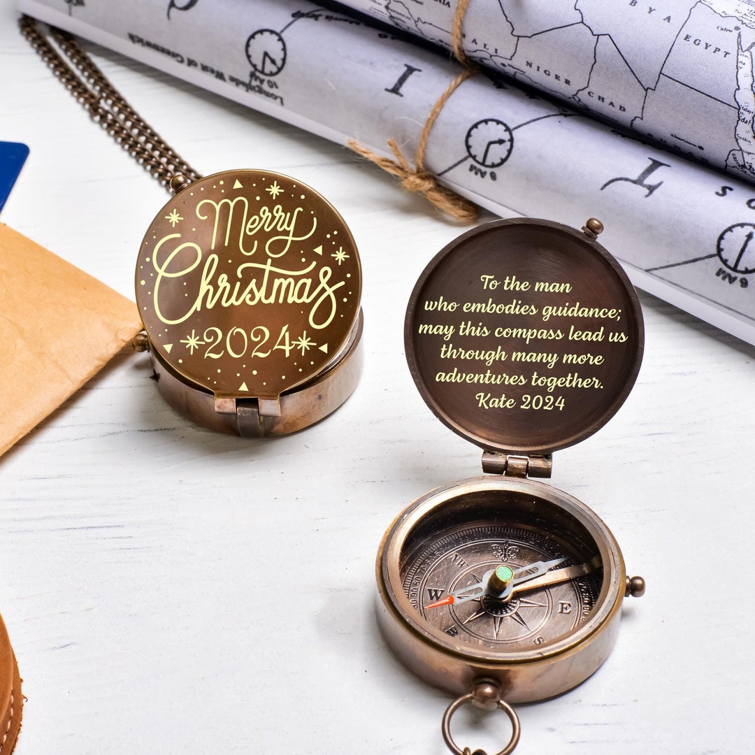 Merry Christmas Gift, Family Christmas Gift Engraved Compass, First ...