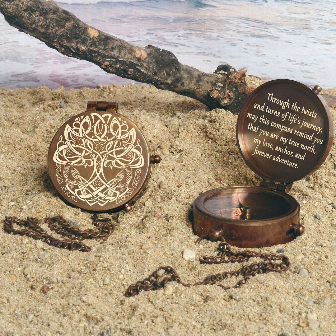 Tree of Life With the Ravens Engraved Compass, Best Gift Idea for ...