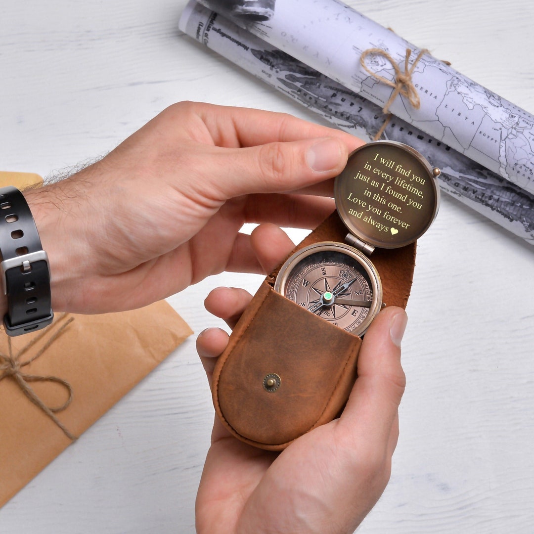 Man Anniversary Gift Engraved Compass, Birthday Gift for Boyfriend ...