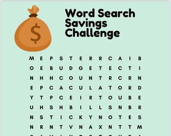 Money Word Search Savings Challenge Save 75 Low Budget Fits A6 Envelope ...