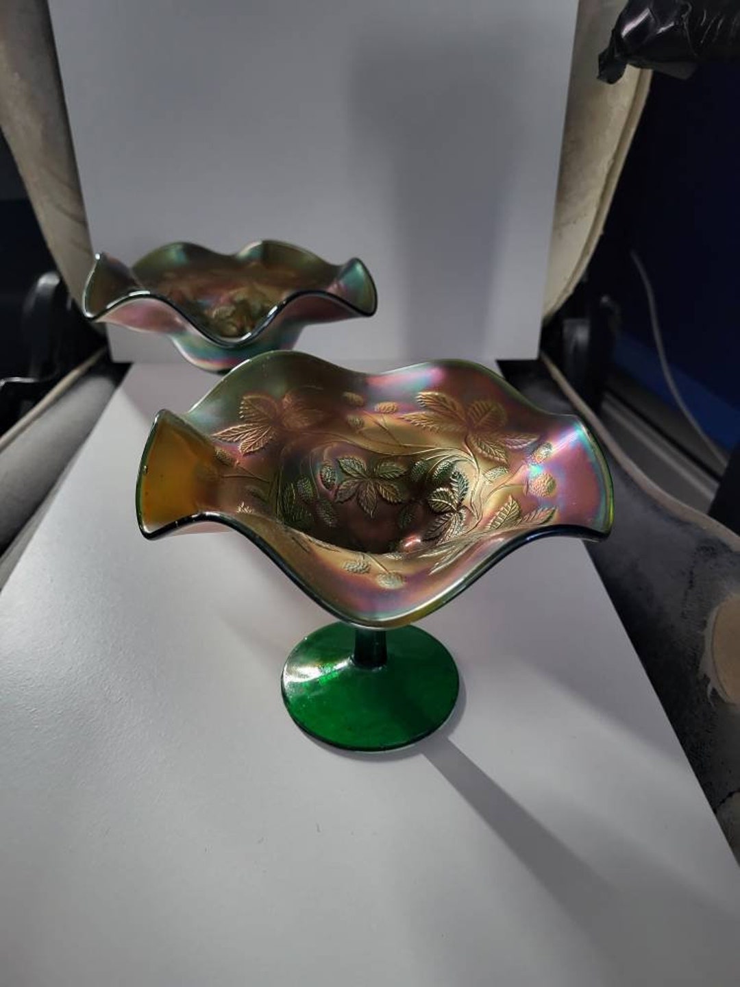 Electric Amethyst Carnival Glass ICS Bowl - Etsy