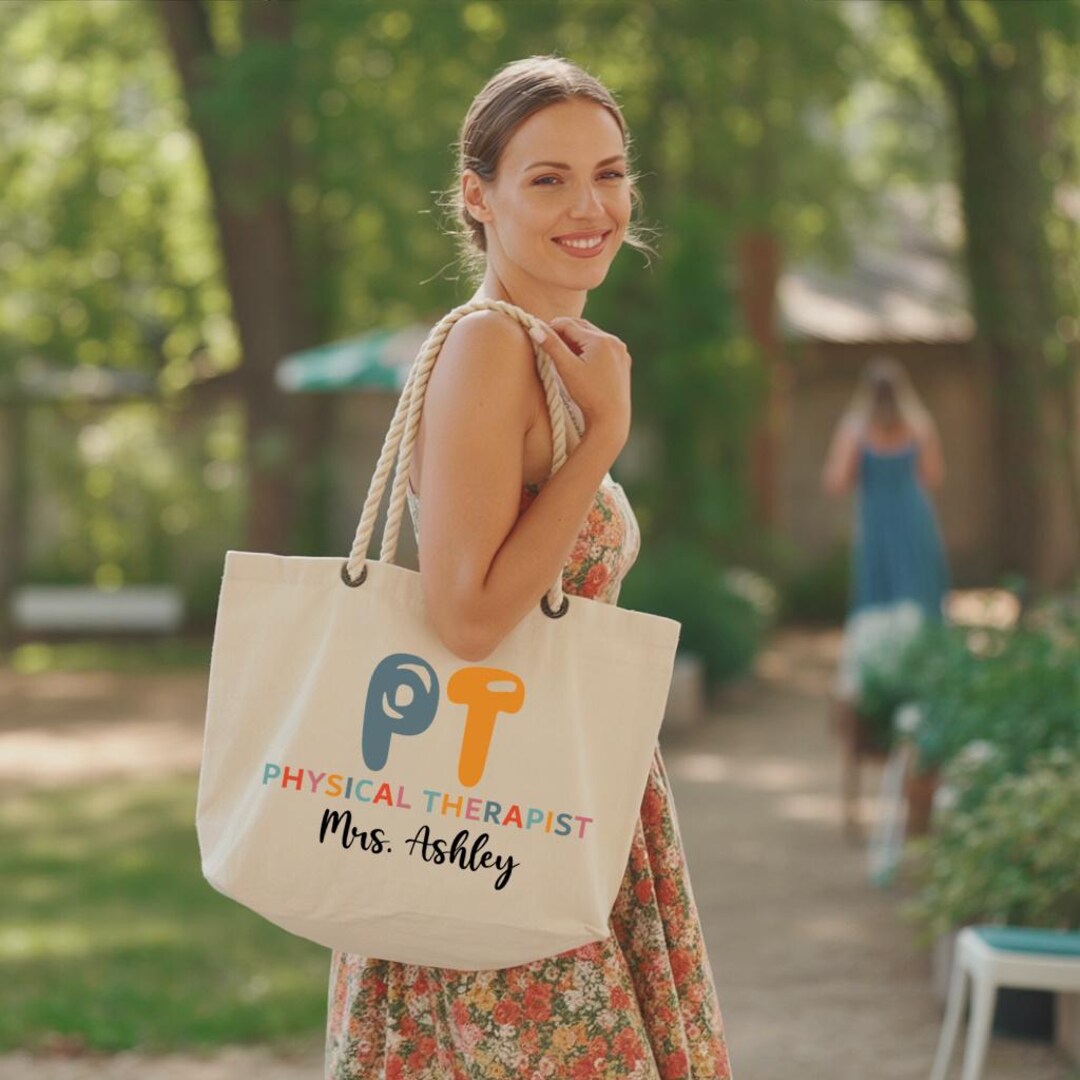 Custom Physical Therapist Tote Bag, Personalized PT Tote Bag With Name ...
