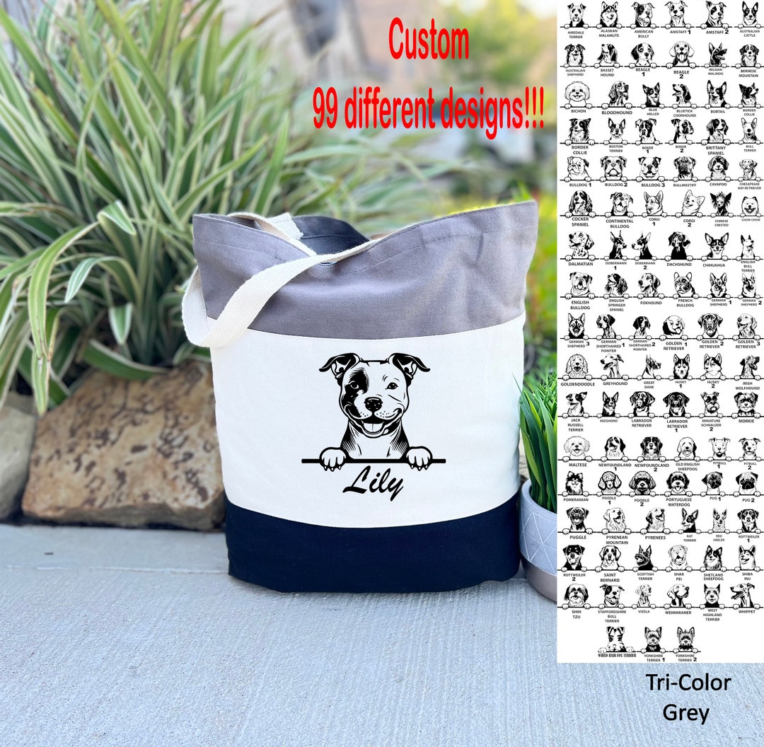 Custom Pitbull Dog Bag, Pitbull Mom Bag, Puppy Tote Bag, Gift for ...