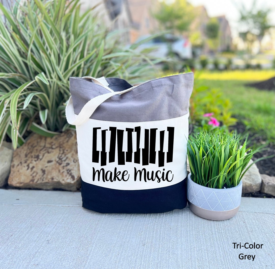 Piano Tote Bag, Make Music Bag, Piano Book Tote, Piano Lesson Bag ...