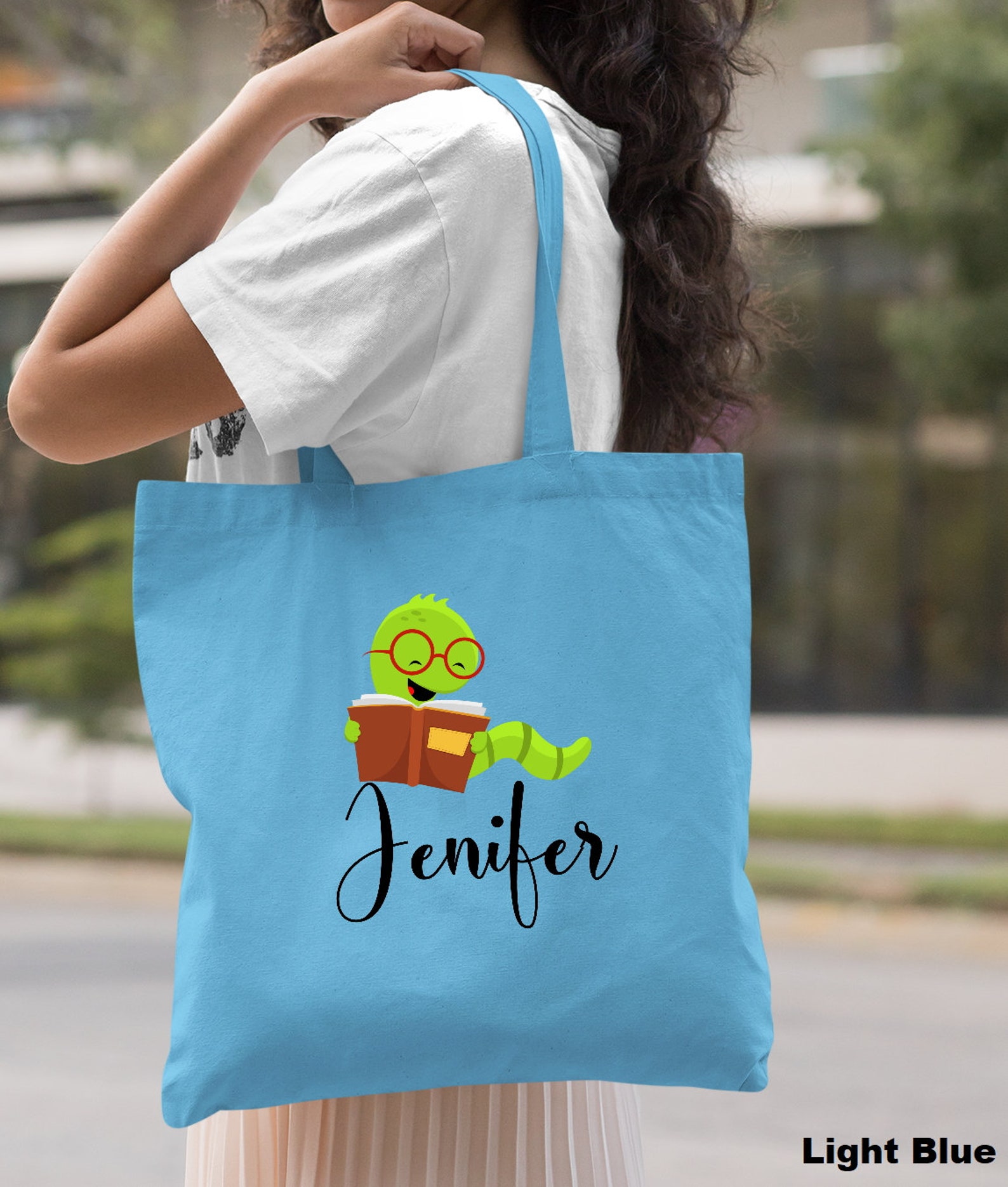 Library Book Tote Bag, Personalized Bookworm Tote Bag, Gifts for ...