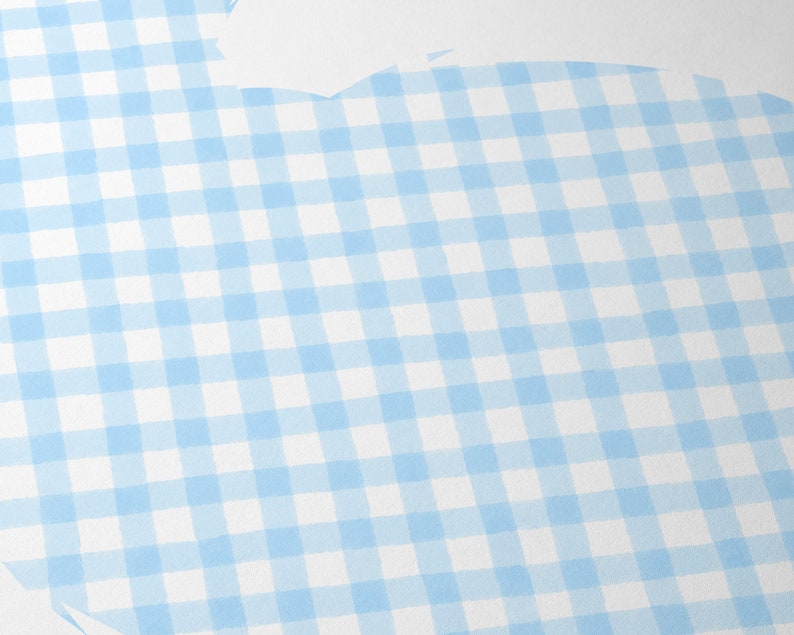 Set of 2 Light Blue Gingham Wall Art Prints, Artwork for Baby Boys ...