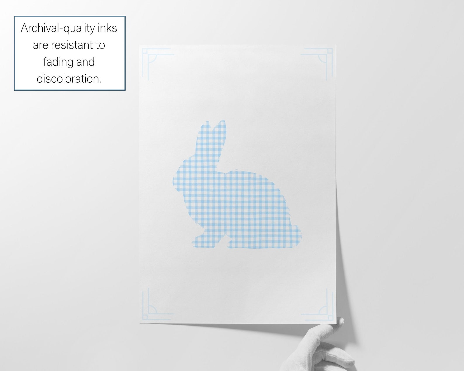 Set of 2 Light Blue Gingham Wall Art Prints Artwork for Baby - Etsy