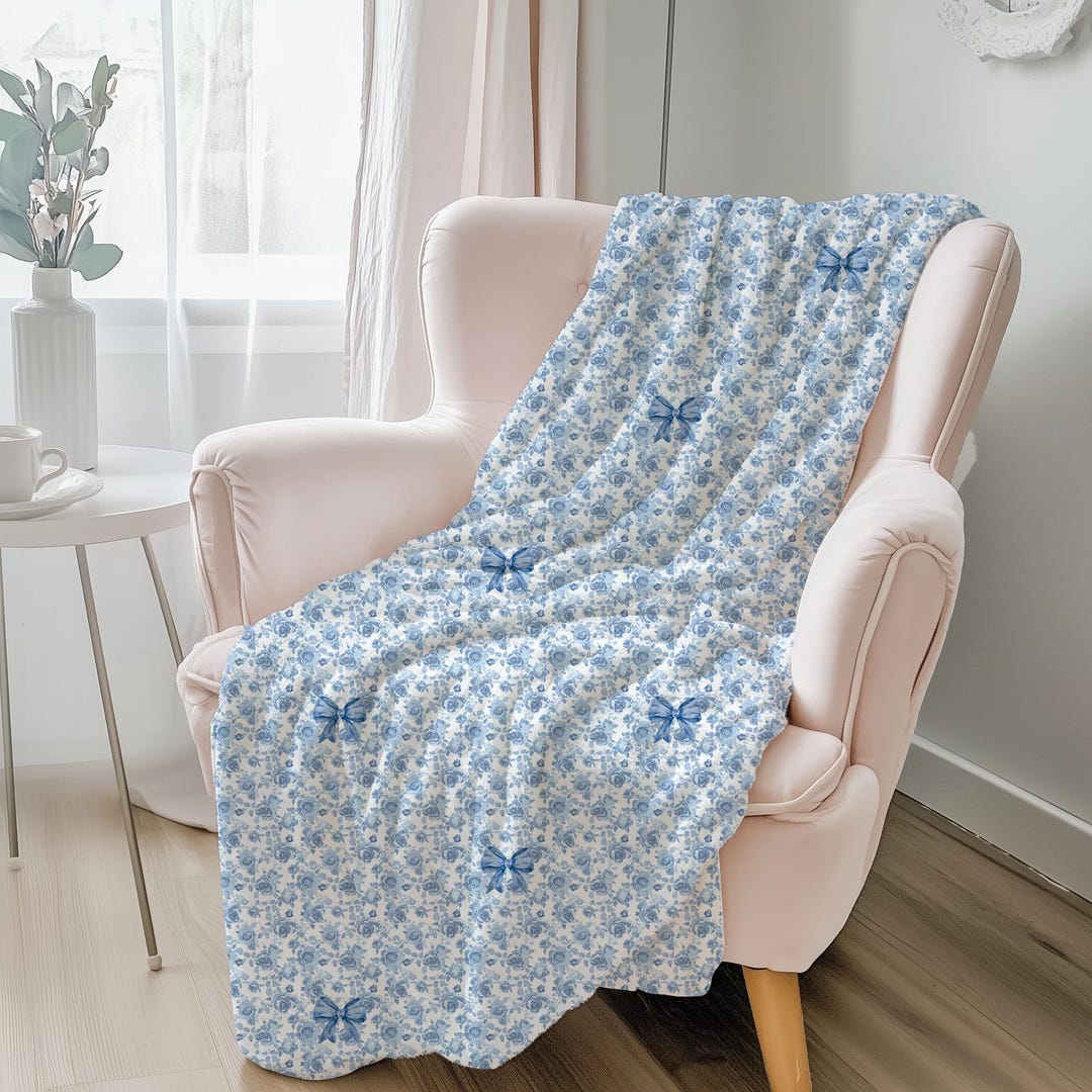 Coquette Blanket Preppy Dorm Decor Love Shack Blue Bow Dorm Decor ...