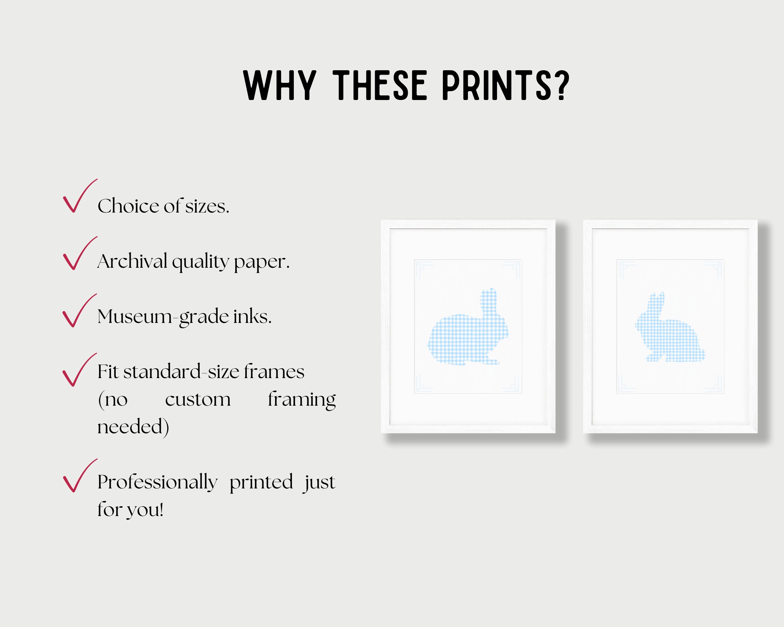 Set of 2 Light Blue Gingham Wall Art Prints, Artwork for Baby Boys Nursery, Play Room Wall Decor ...