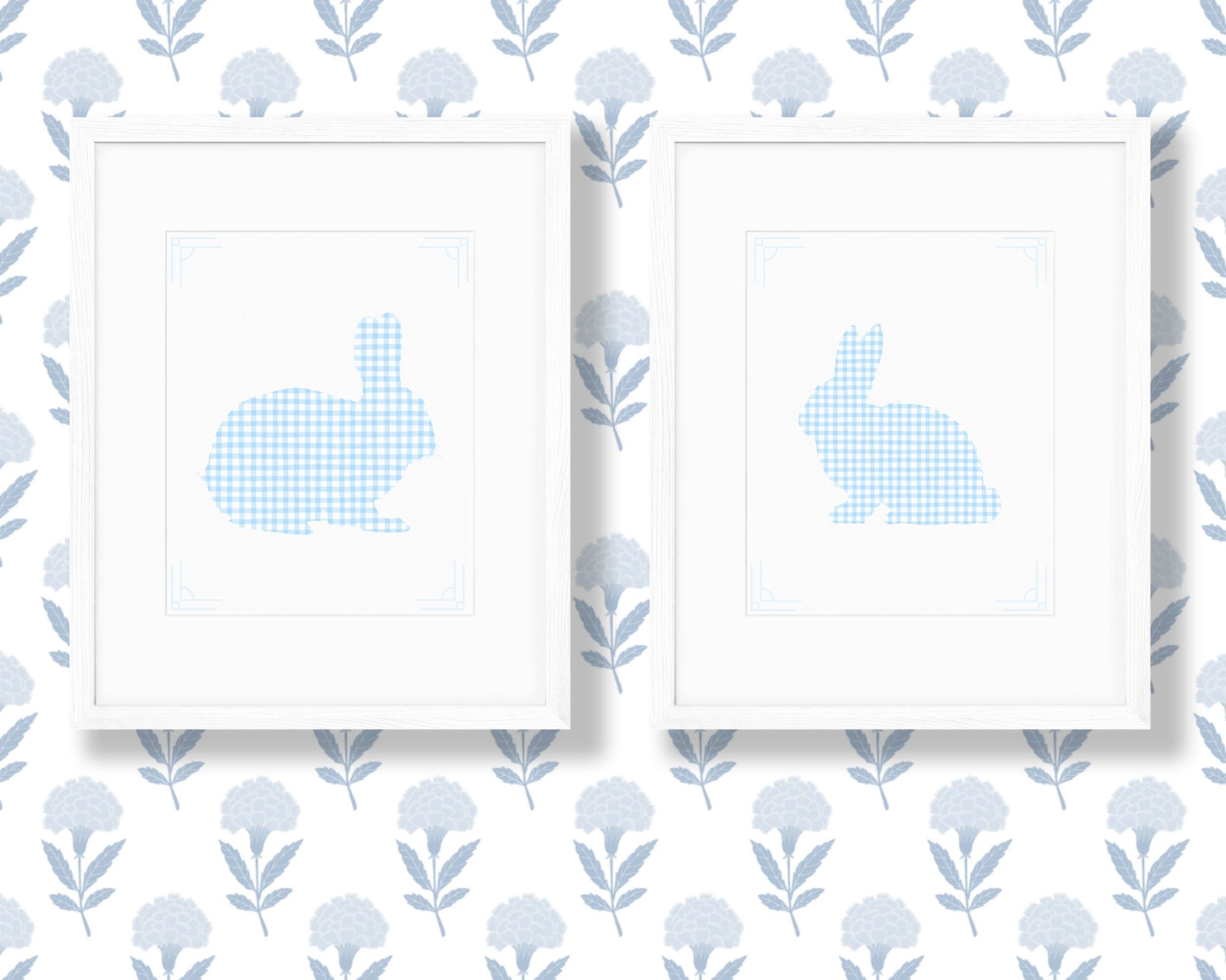 Set of 2 Light Blue Gingham Wall Art Prints Artwork for Baby - Etsy