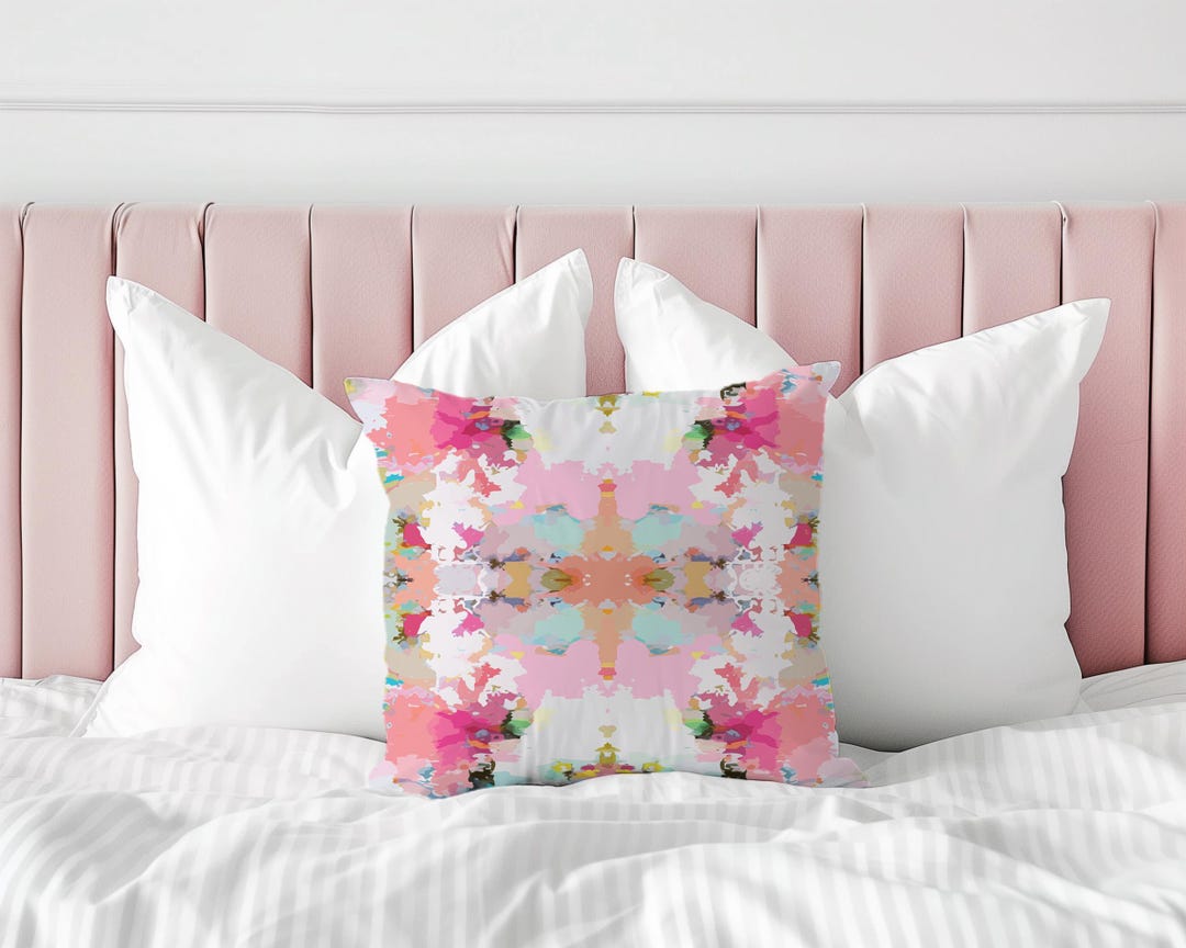 Pink and Blue Pillow Preppy Pillow Love Shack Lumbar Pillow Cute Bright ...