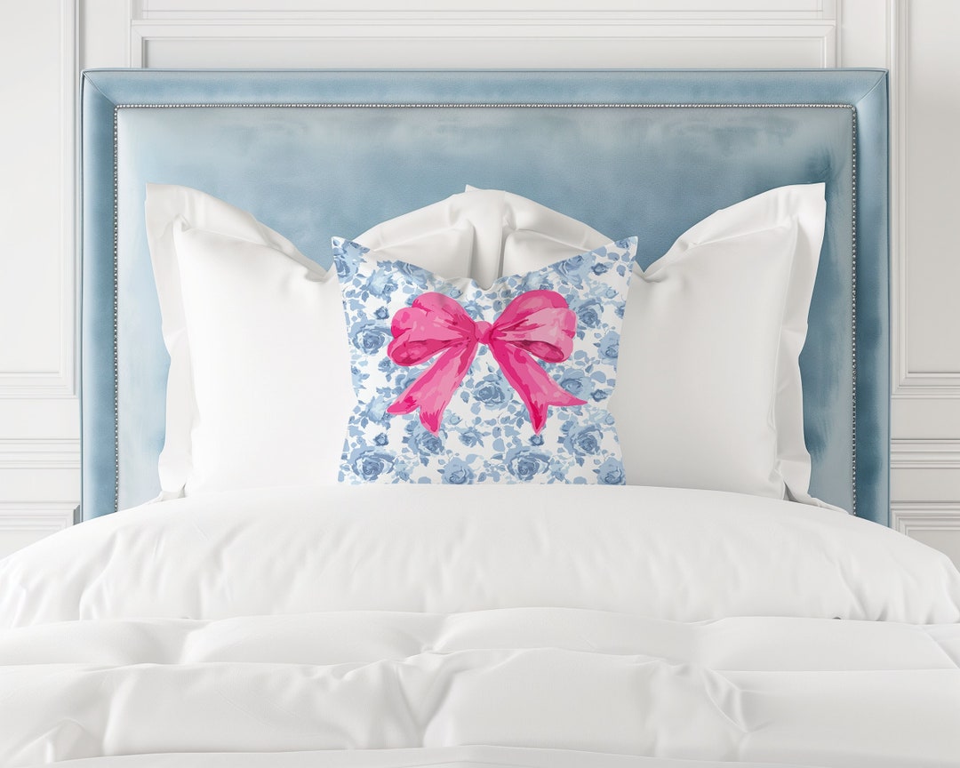 Pink and Blue Pillow Preppy Pillows Dorm Pillow Cute Throw Pillows Hot ...