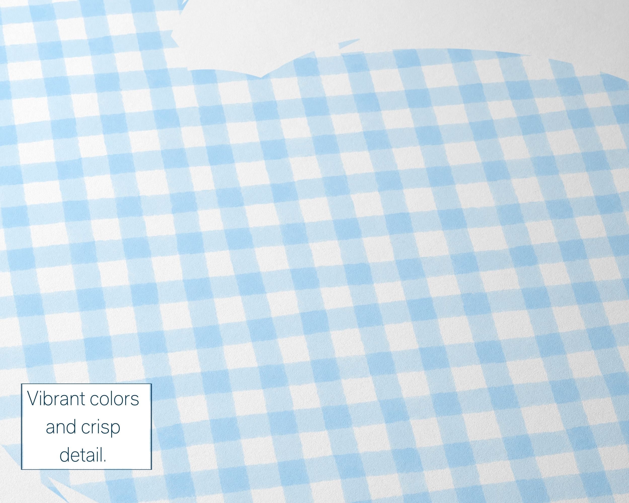 Set of 2 Light Blue Gingham Wall Art Prints Artwork for Baby - Etsy