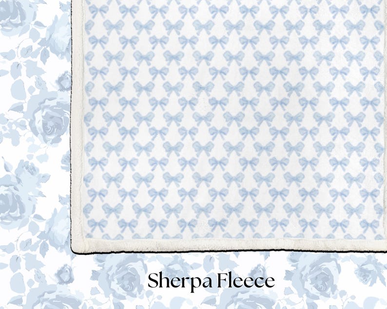 Coquette Bow Blanket Preppy Dorm Decor Coquette Dorm Bedding Blue Bow ...