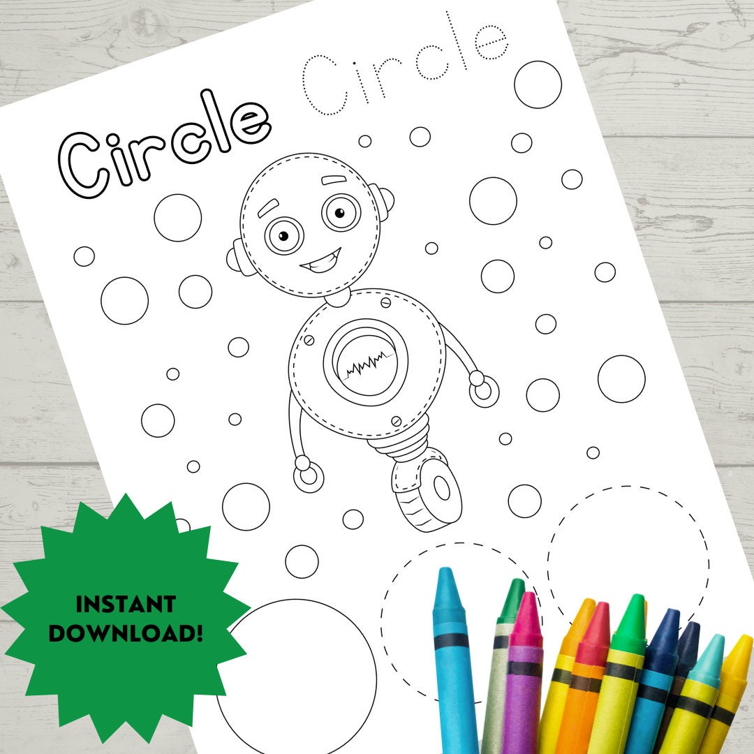 SHAPES COLORING PAGES With Adorable Robots! Kids Learn 12 Shapes ...
