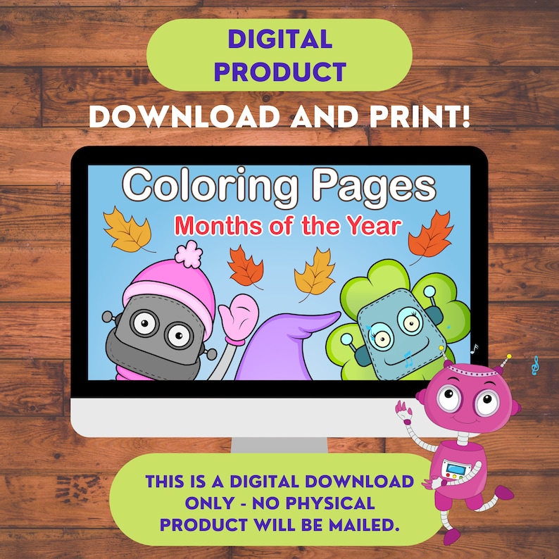 Robot Coloring Pages - Months of the Year, Printable Kids Coloring ...