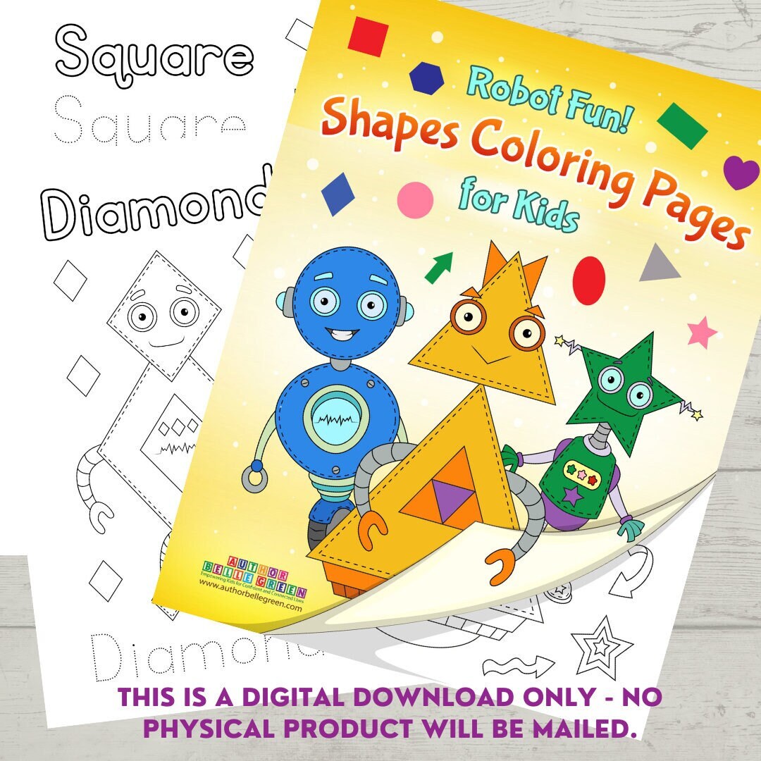 SHAPES COLORING PAGES With Adorable Robots! Kids Learn 12 Shapes ...
