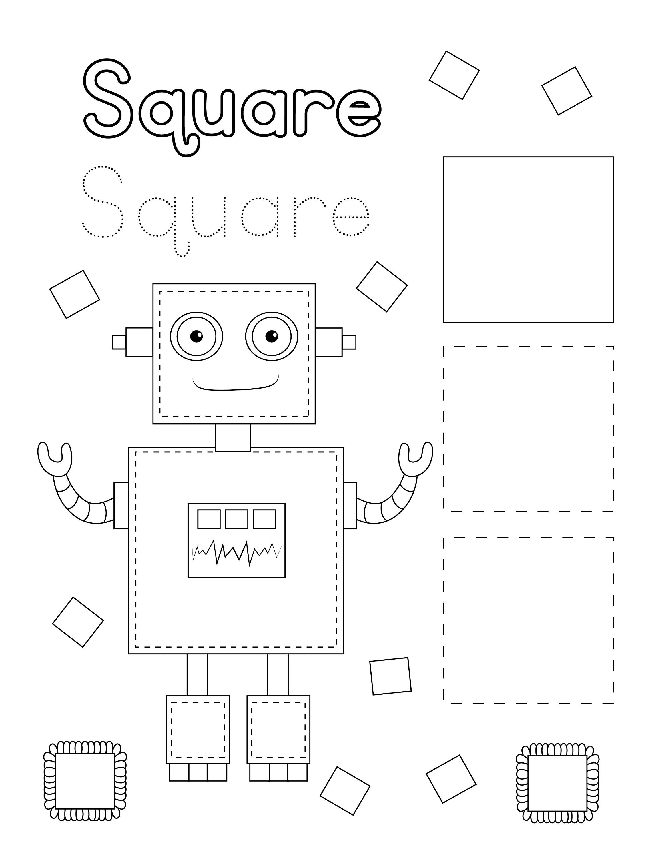 SHAPES COLORING PAGES With Adorable Robots Kids Learn 12 Shapes Tracing ...