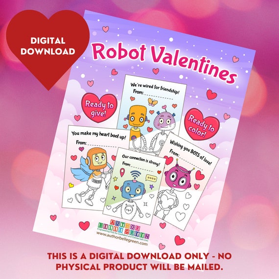 Robot Valentines Day Cards To Color 3 {Non Mushy} Valentines Day