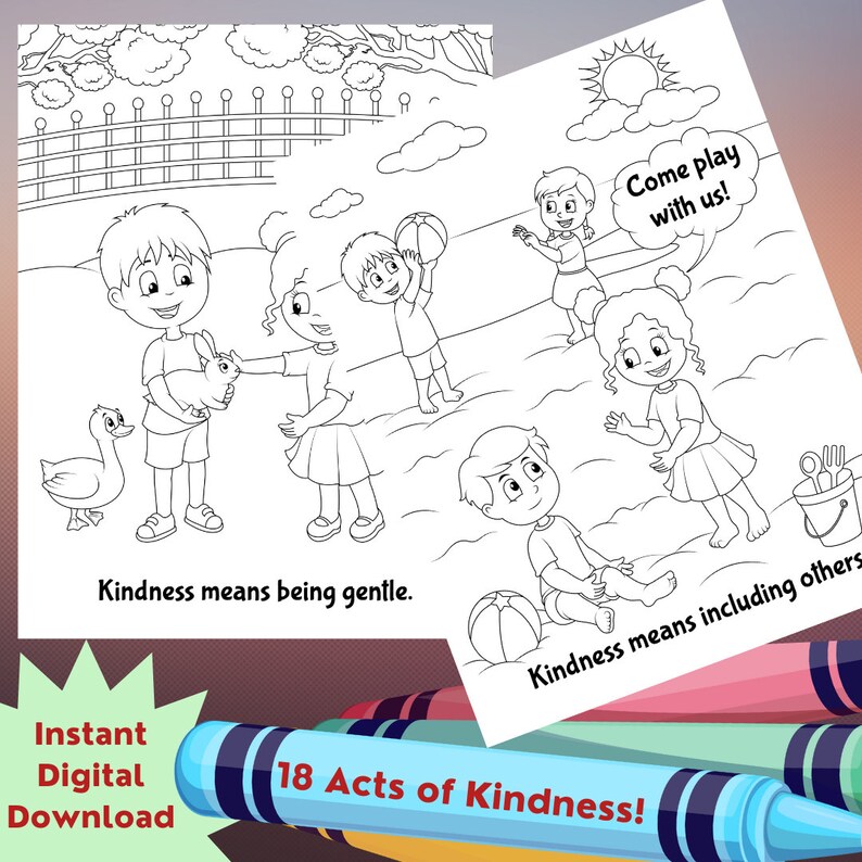 Buy Kindness Coloring Pages for Kids (NO AI USED) - Instant Printable ...