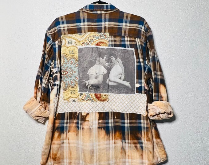 Revamped/upcycled Custom Bleached Flannel Young Ladies - Etsy