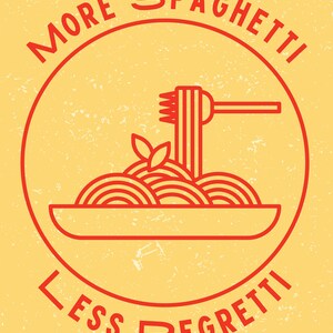 Spaghetti Wall Print, Retro Kitchen Wall Decor, Pasta Lover Print ...