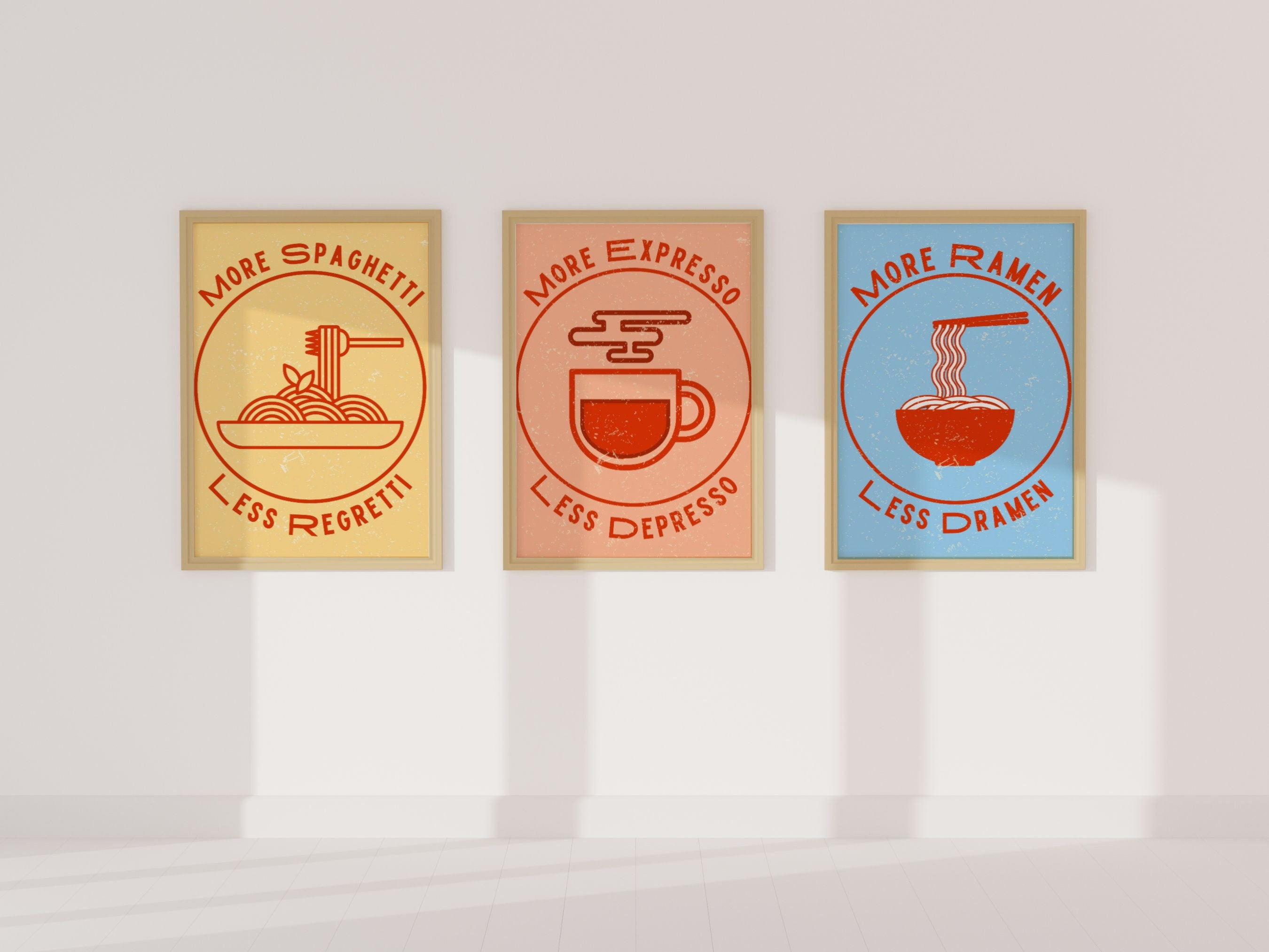 Spaghetti Wall Print, Retro Kitchen Wall Decor, Pasta Lover Print ...