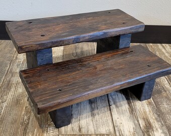 Rustic Wooden Step Stool - Etsy