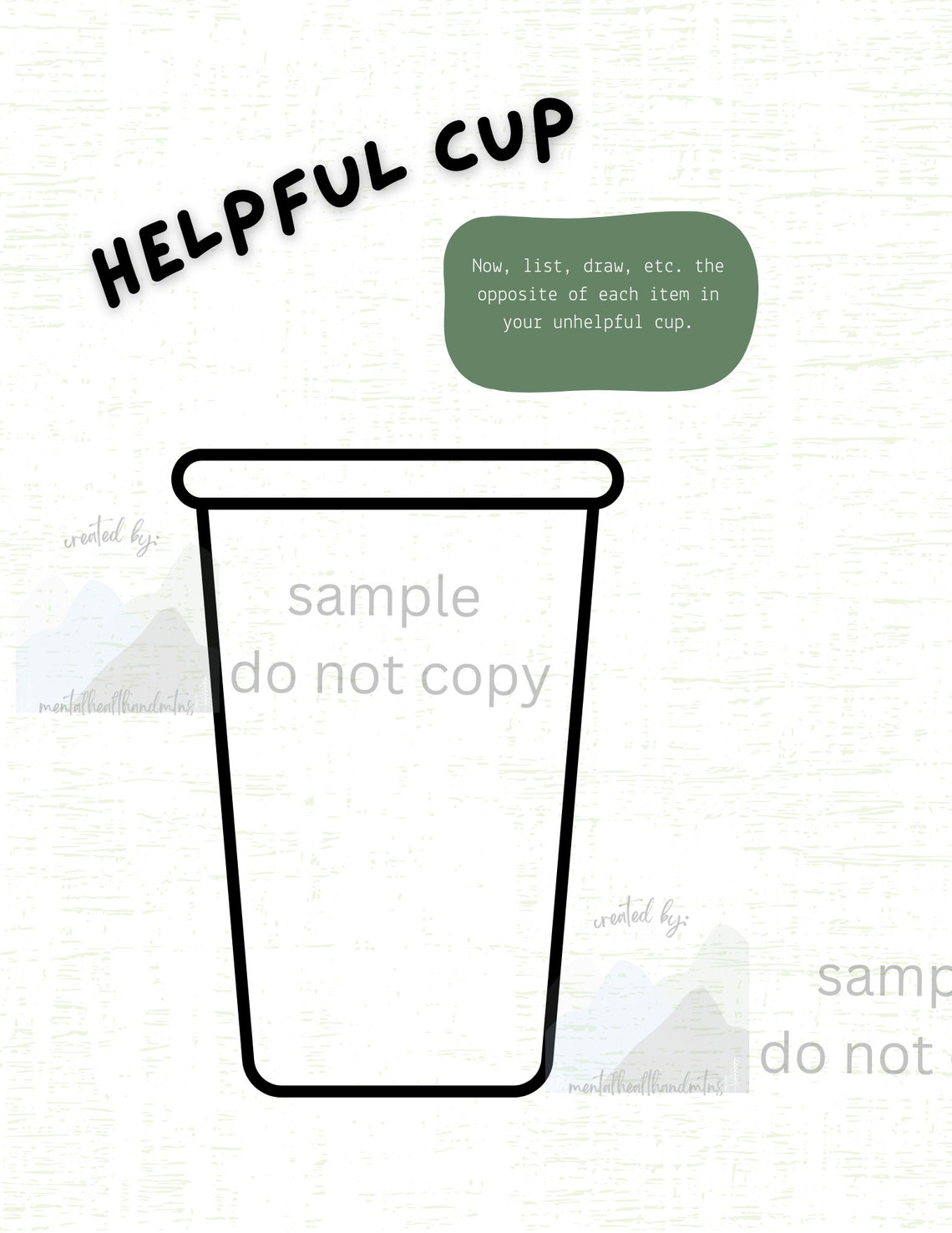 Emotional Cup Therapy Activity - Etsy