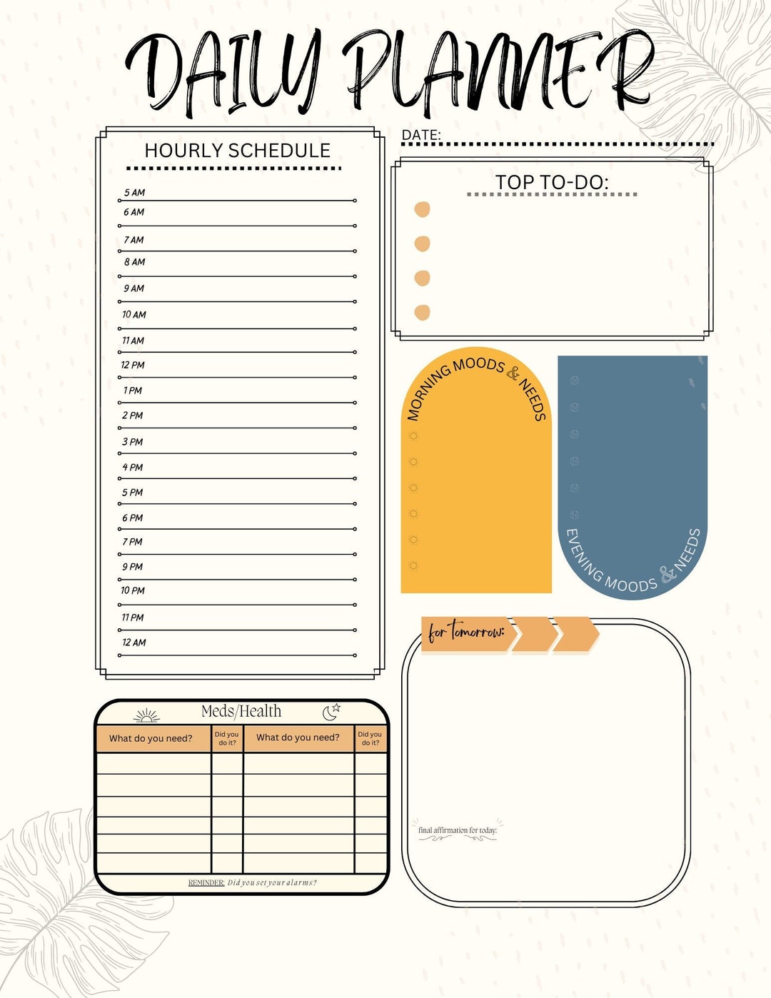 Undated and Blank Daily Planner (canva Template + Digital Download) - Etsy