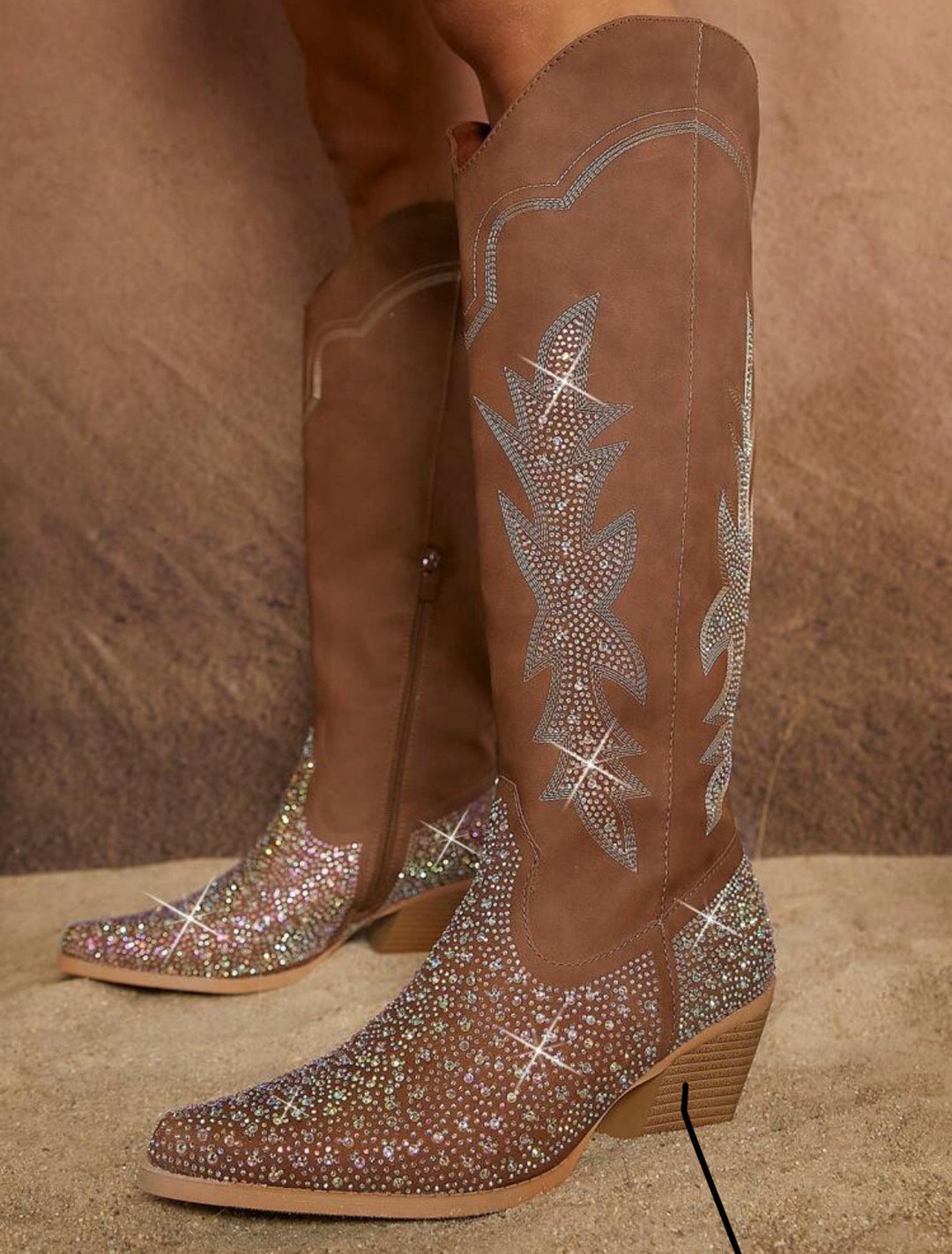 Brown Rhinestone Cowboy Cowgirl Boots Nashville Bachelorette Heel ...