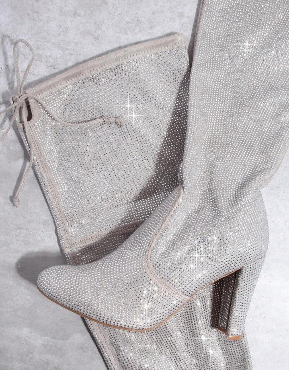 Silver Rhinestone Cowboy Cowgirl Boots Nashville Bachelorette Heel ...