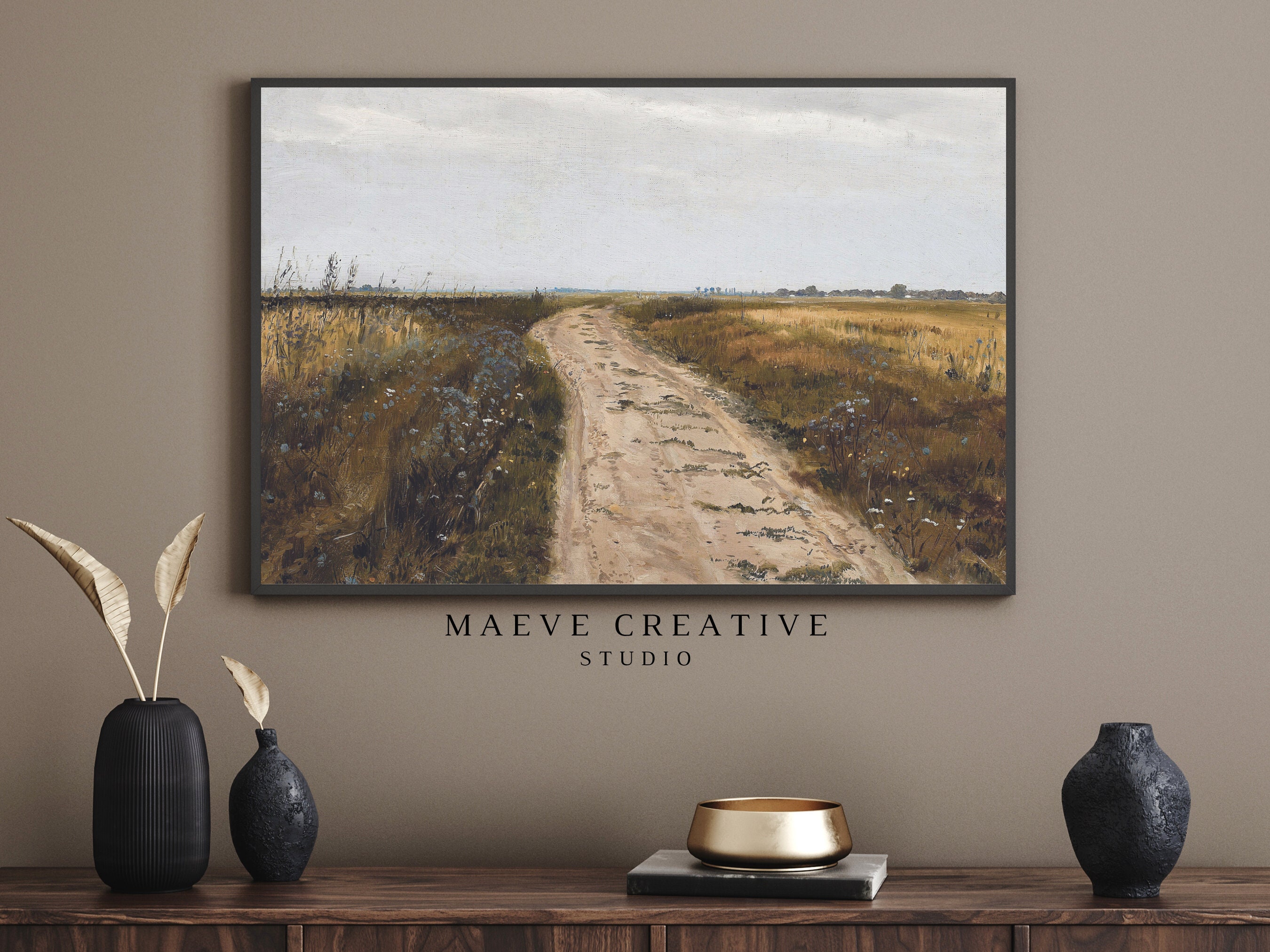 Summer Countryside Road Painting Printable Wall Art Vintage Landscape ...
