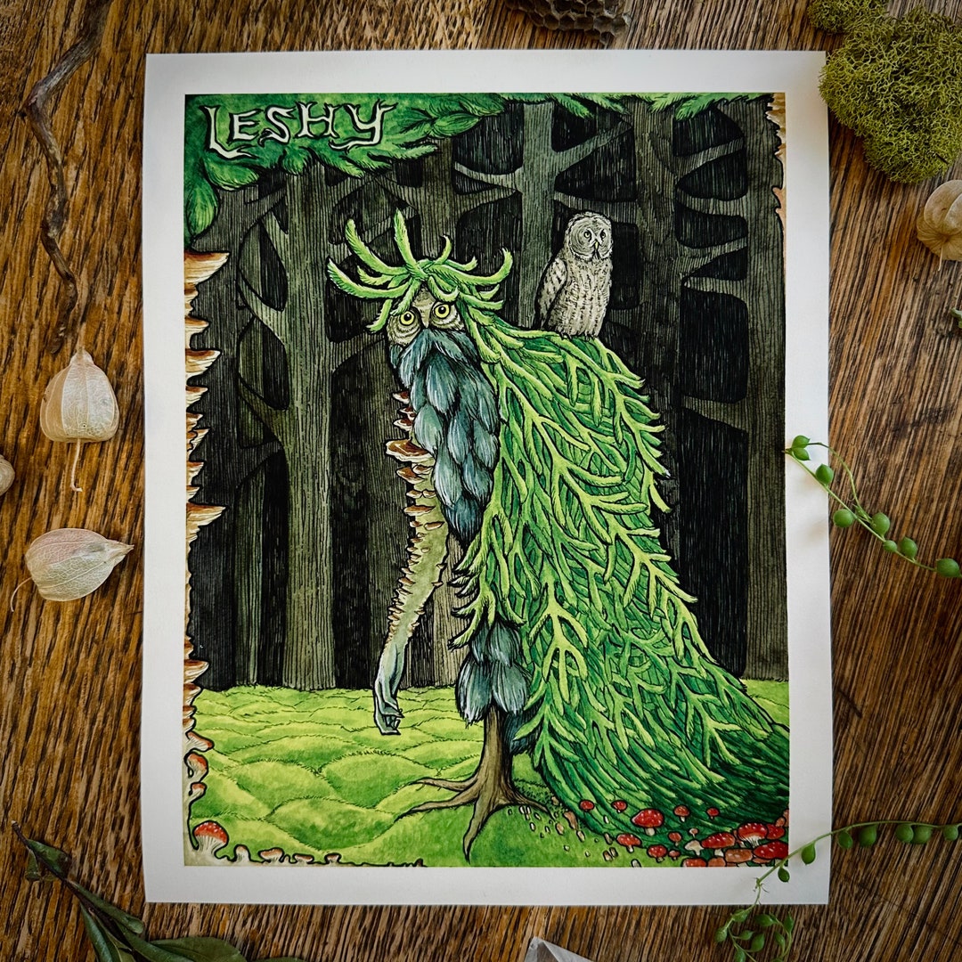 Leshy Art Print: Slavic Folklore Whimsical Decor (8x10 Inches) - Etsy