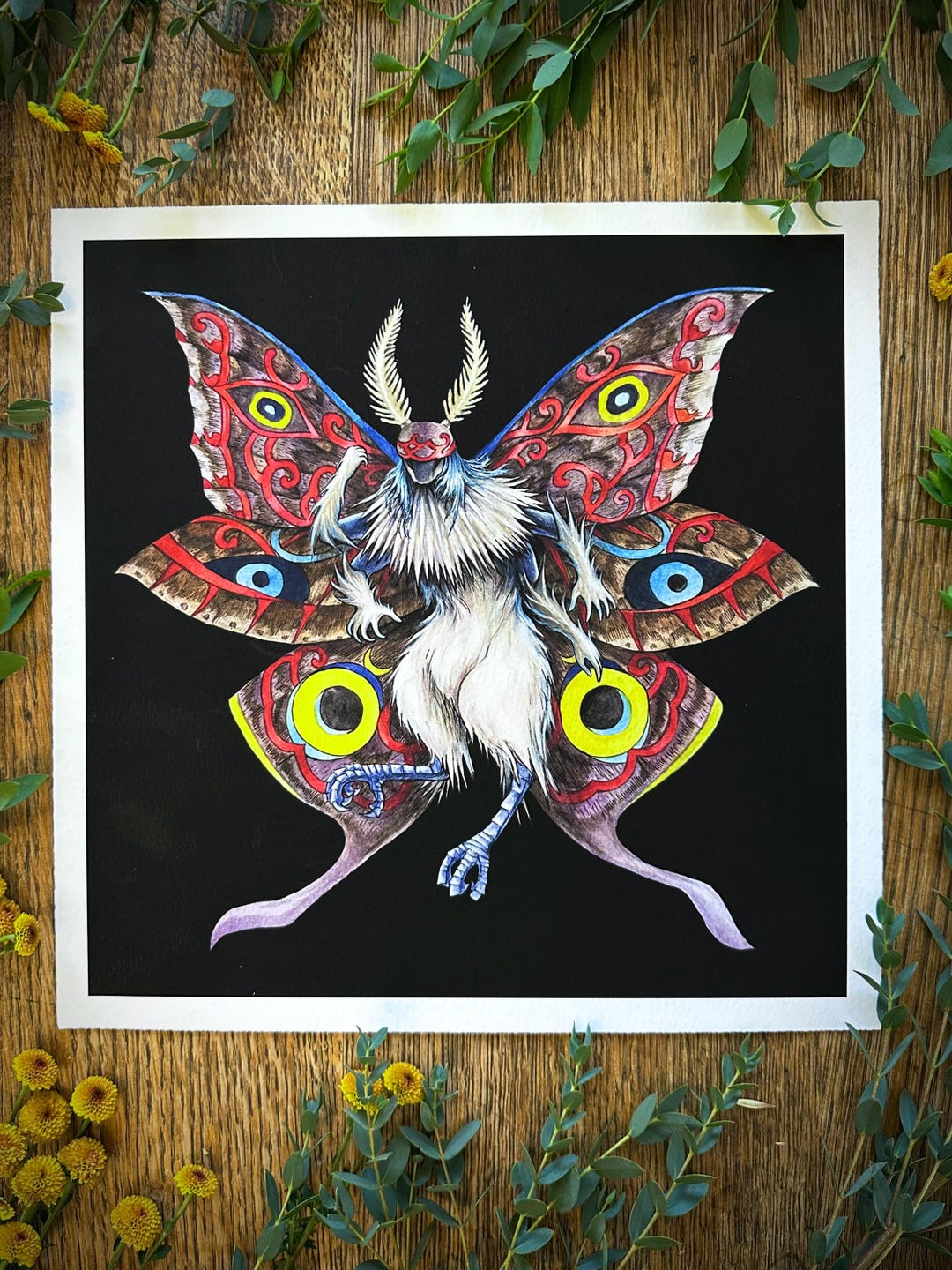Mothren: Fantasy Moth Art Print - Whimsigoth Giclee Illustration (12x12 ...