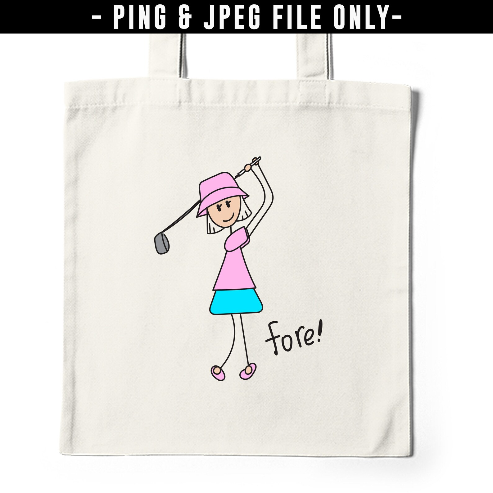 Fore Golf, Stick Figure, Cute Golfer, Golf Saying, PNG, JPEG ...