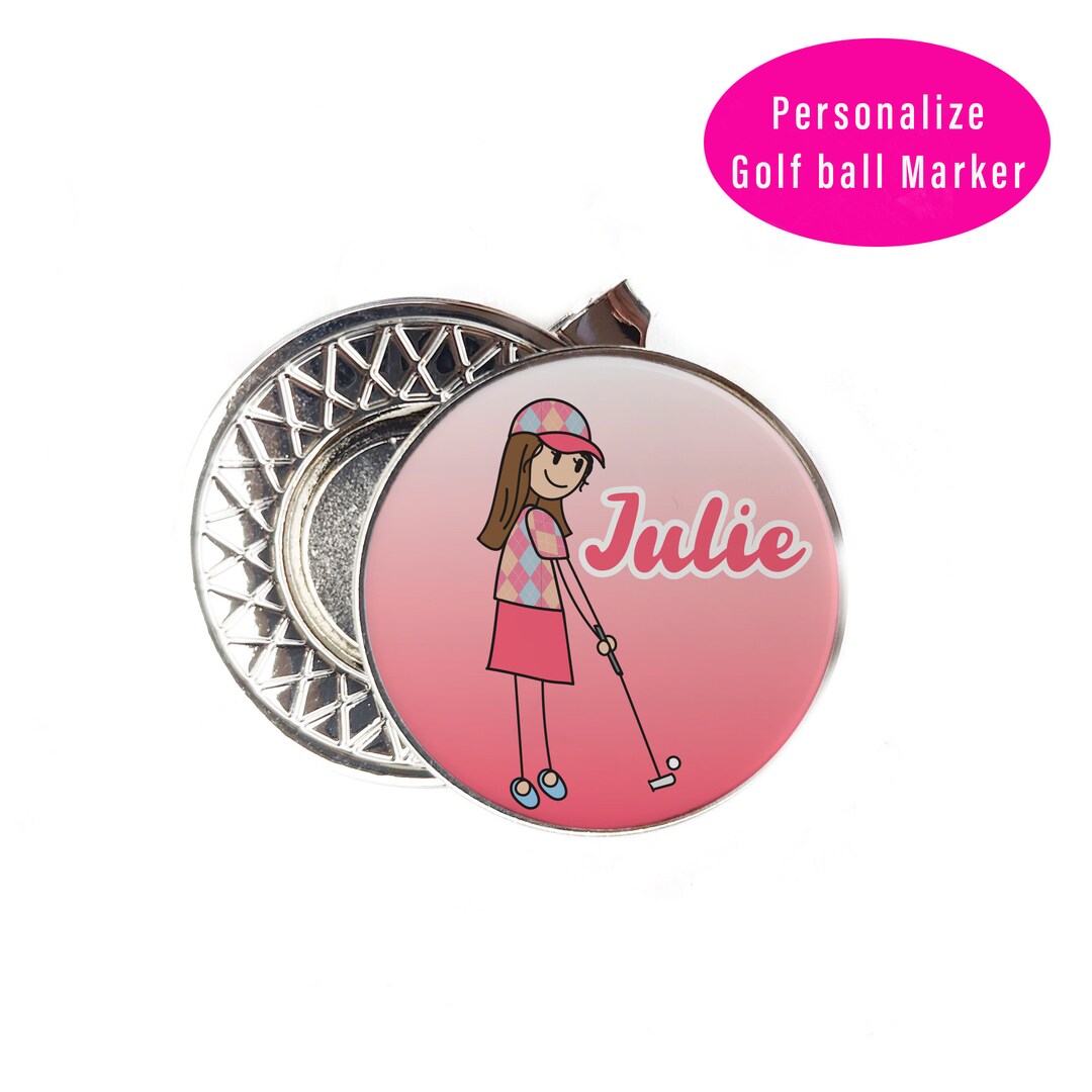 Putter Stick Figure, Personalized Ball Marker, Women Golf, Ball Lady ...