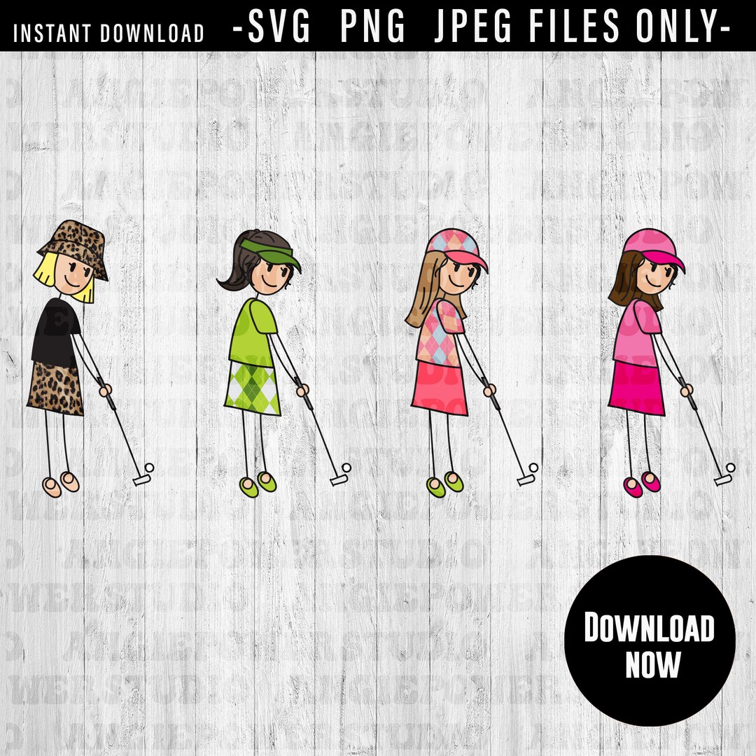Golf Foursome, Stick Figure, Cute Golfer, Golf Saying, PNG, JPEG, SVG ...