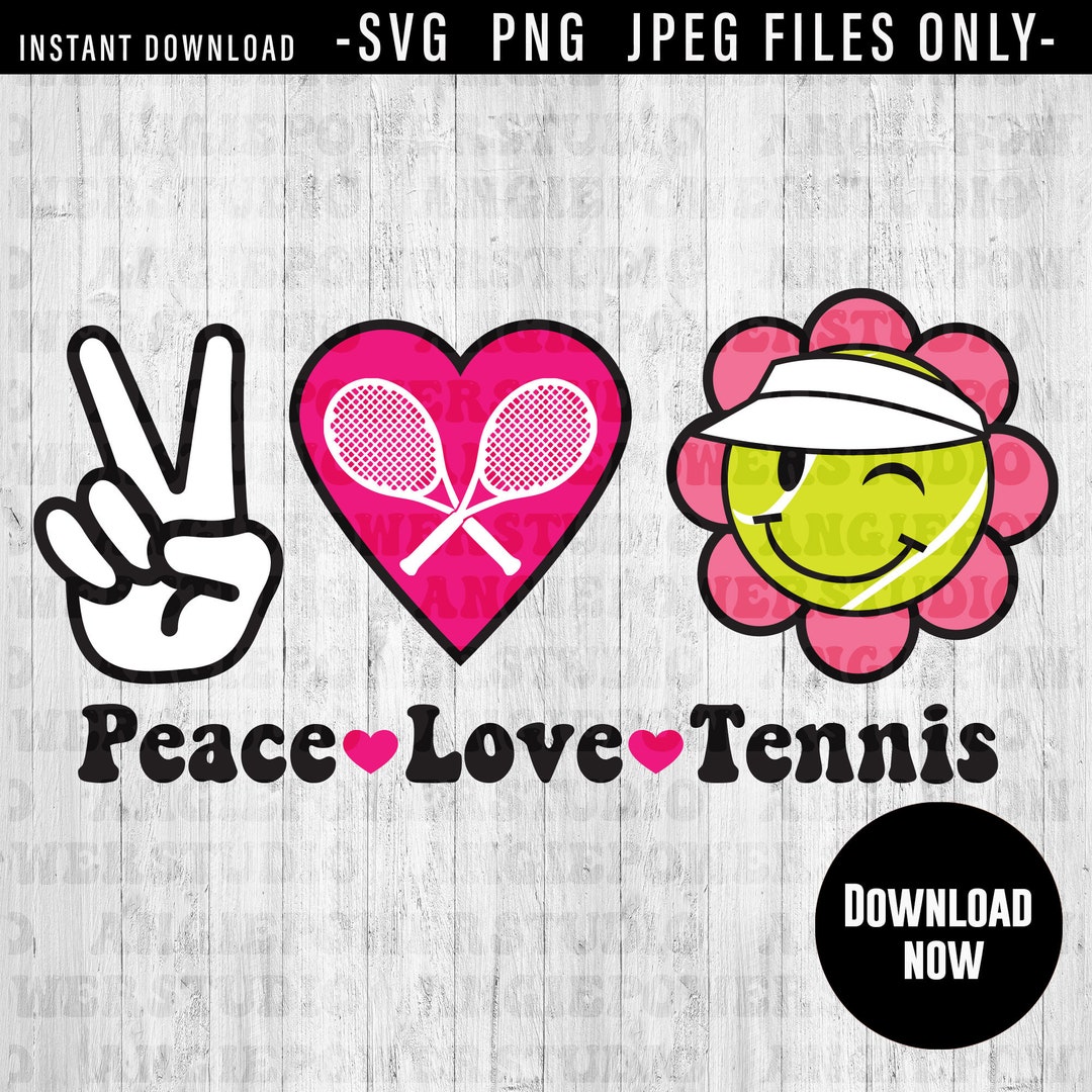 Peace Love Tennis, Png, Jpeg, Svg Love Tennis, Polka Dot Peace Sign ...