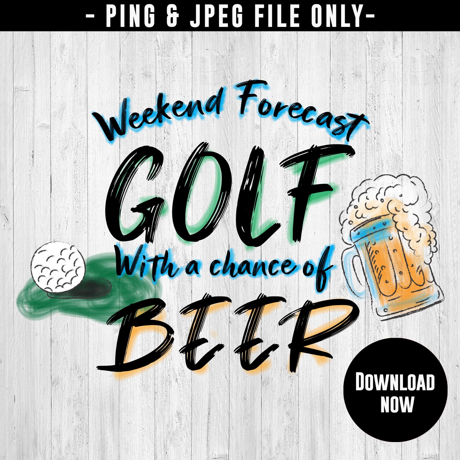 Weekend Forecast Golf With a Chance of Beer, Funny Golf Saying, PING ...
