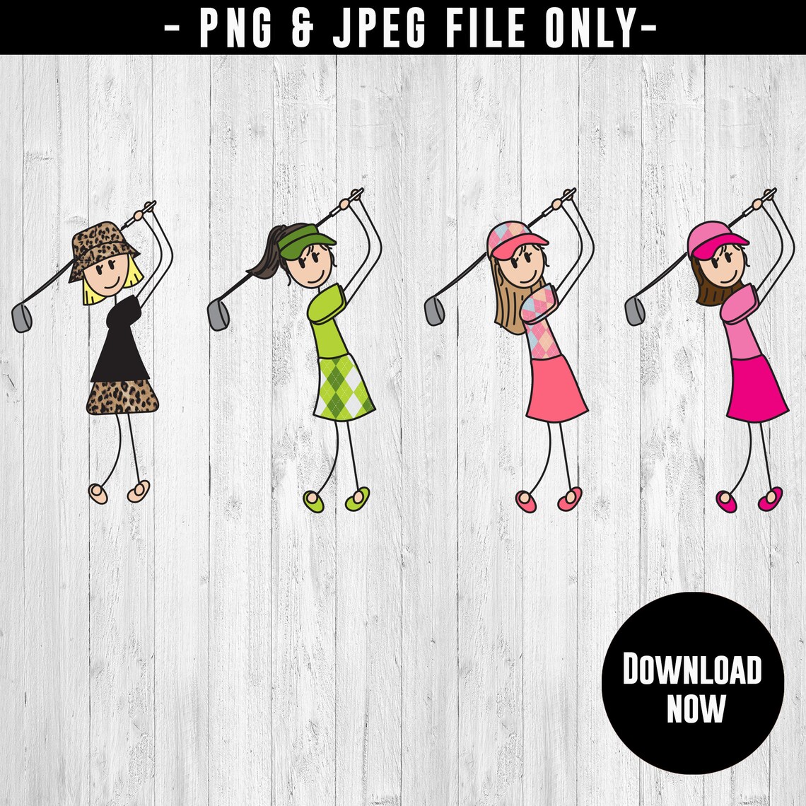Golf Foursome, Stick Figure, Cute Golfer, Golf Saying, PNG, JPEG, SVG ...