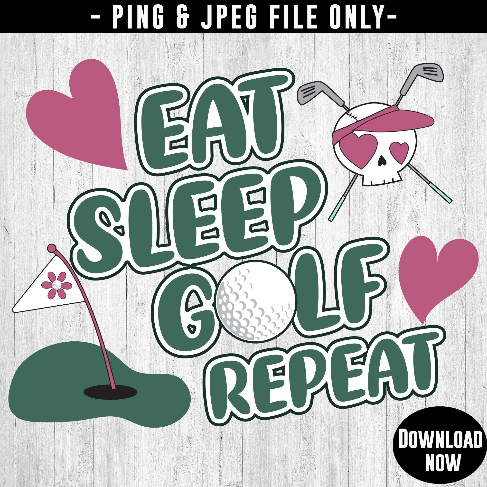 Eat Sleep Golf Repeat, Instant Download, Sublimation, SVG, JPEG, Cute ...